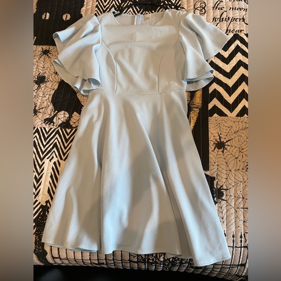 Dresses | Light Blue Flutter Sleeve Dress | Poshmark